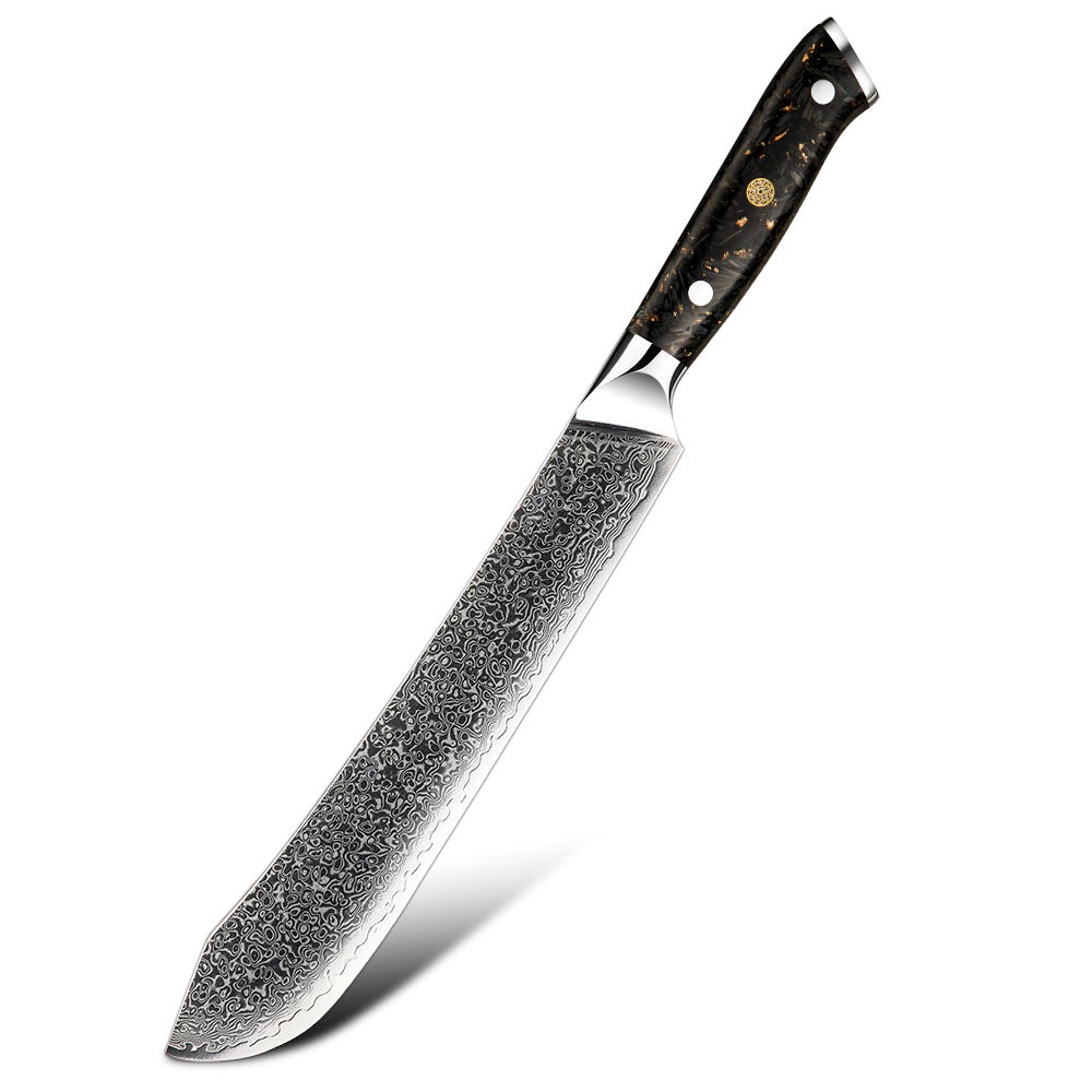 Butcher Knife – VG-10 Damascus with Carbon Fiber Foil Resin Handle, 23cm